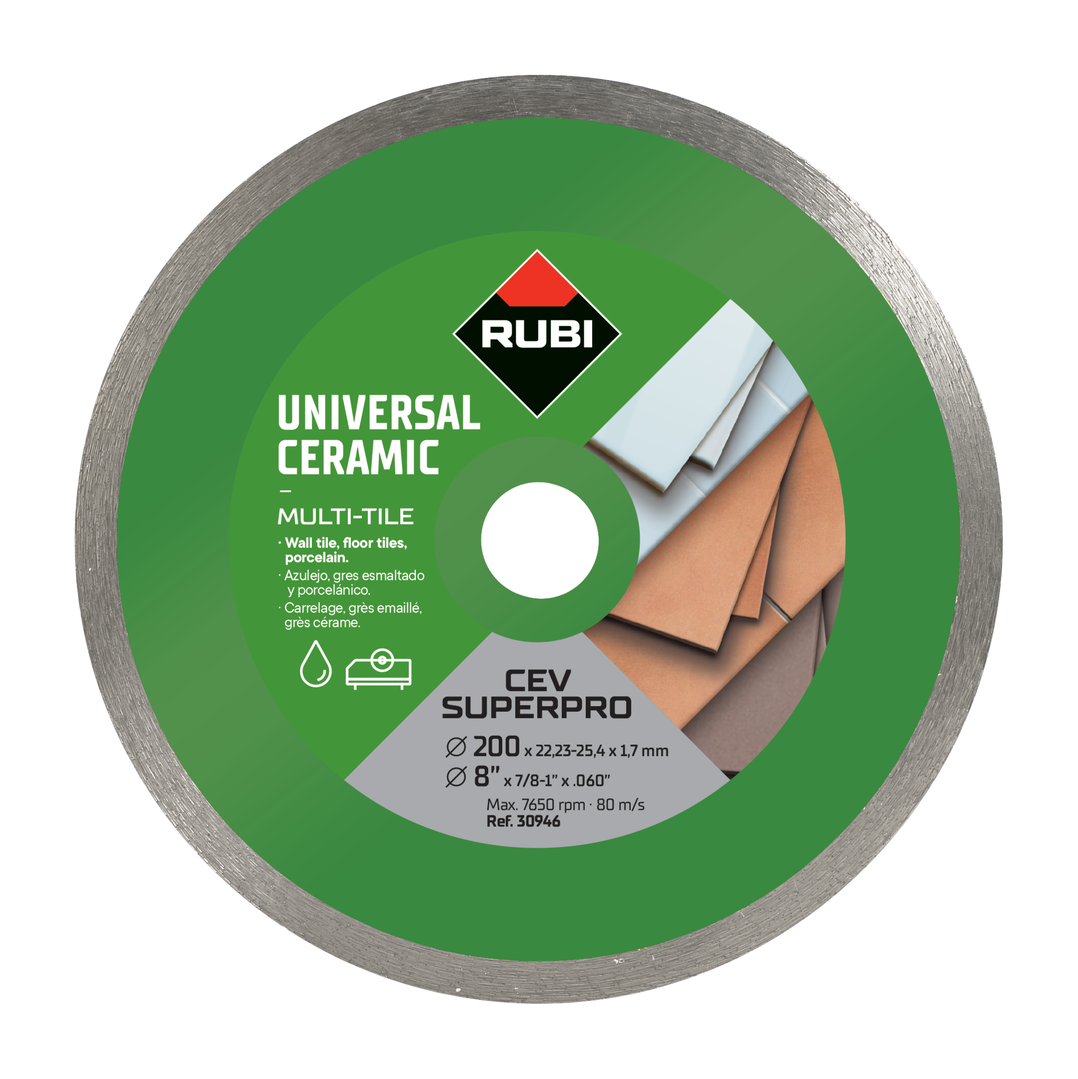 Disco Diamante General Ceramica Continuo - Rubi CEV 200mm Superpro – ELMEC