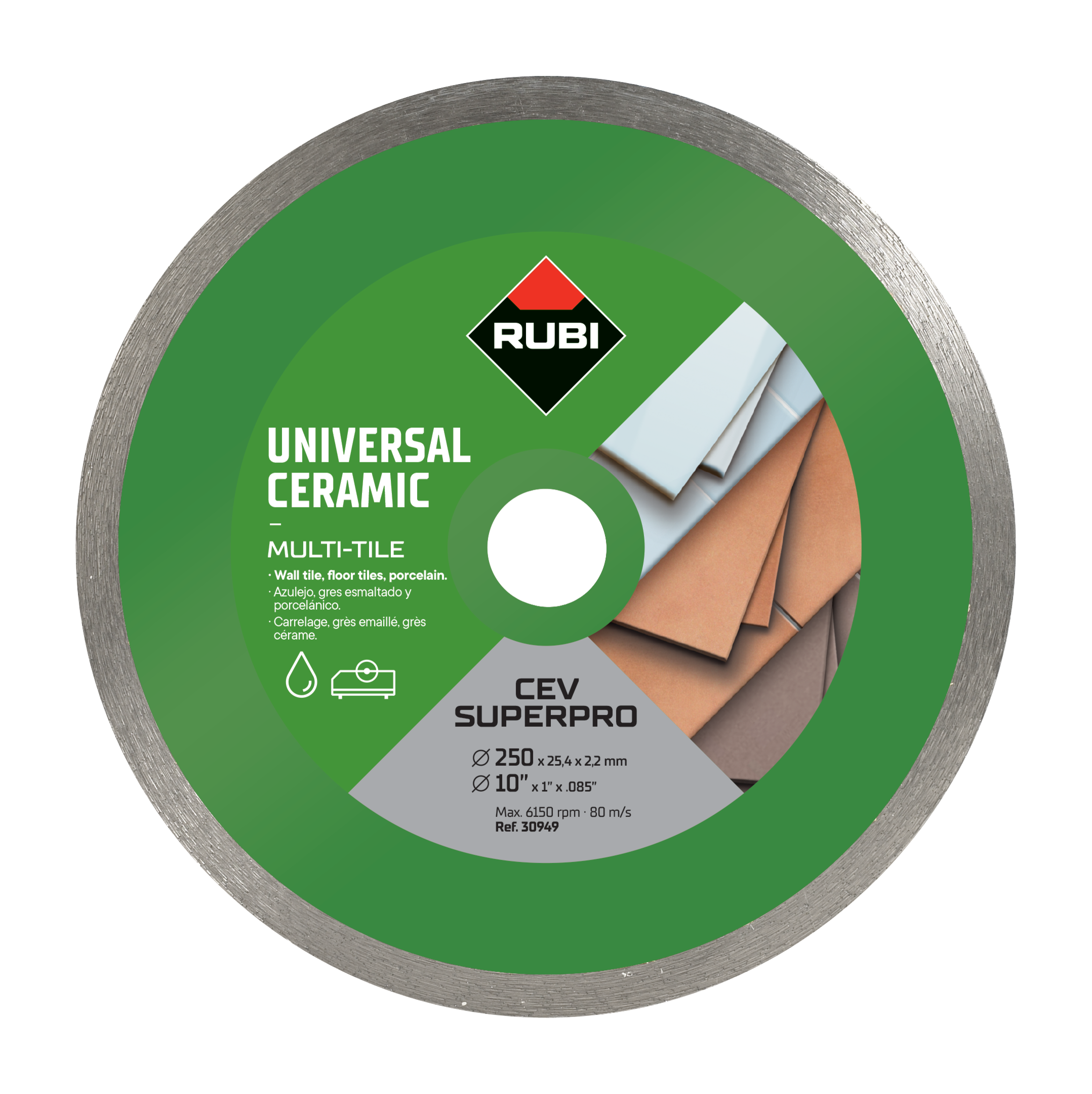 Disco Diamante General Ceramica Continuo - Rubi CEV 250mm Superpro – ELMEC